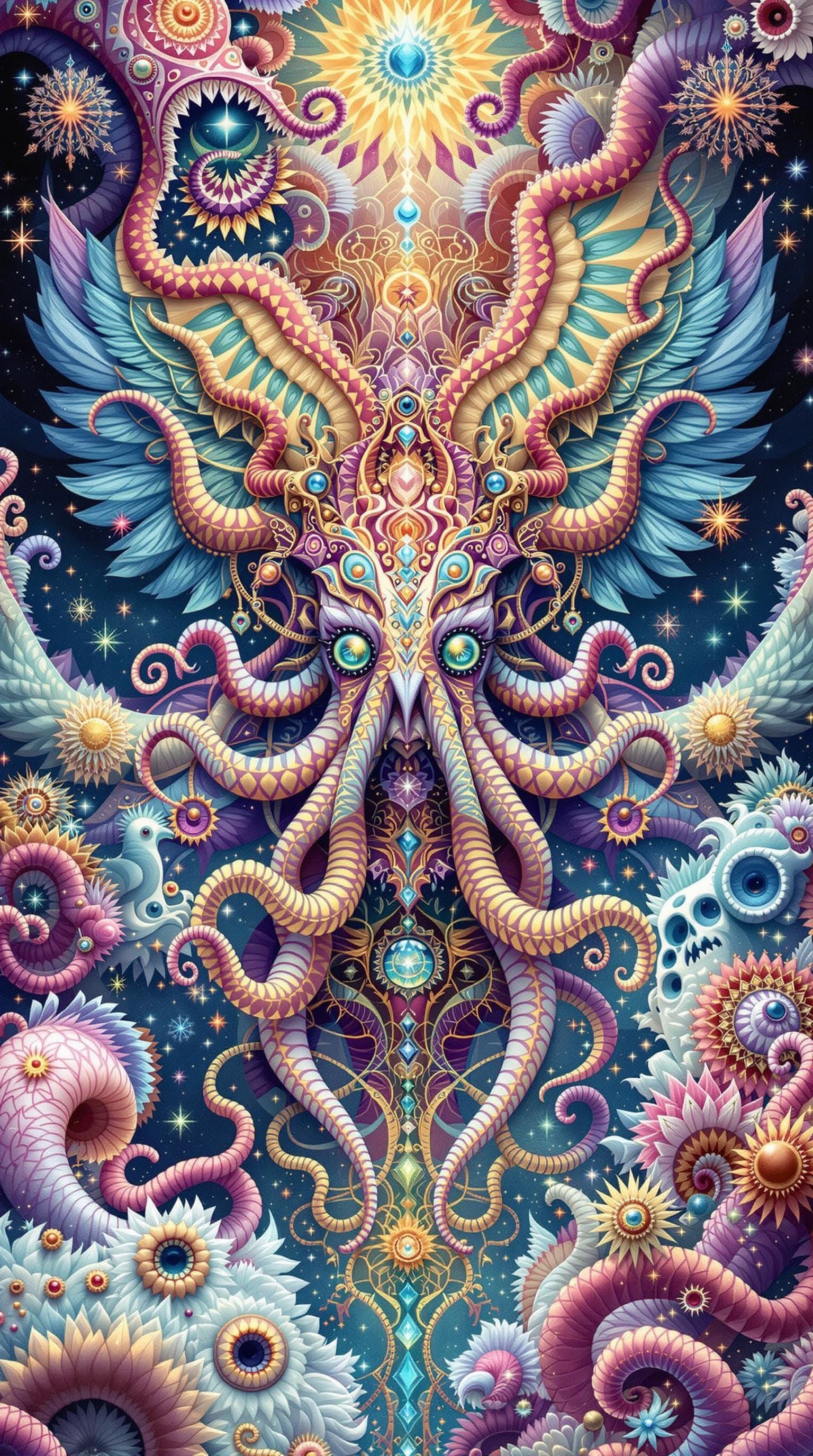 Fractal Samsara Depiction with Quetzalcoatl and Kl... - AI Art