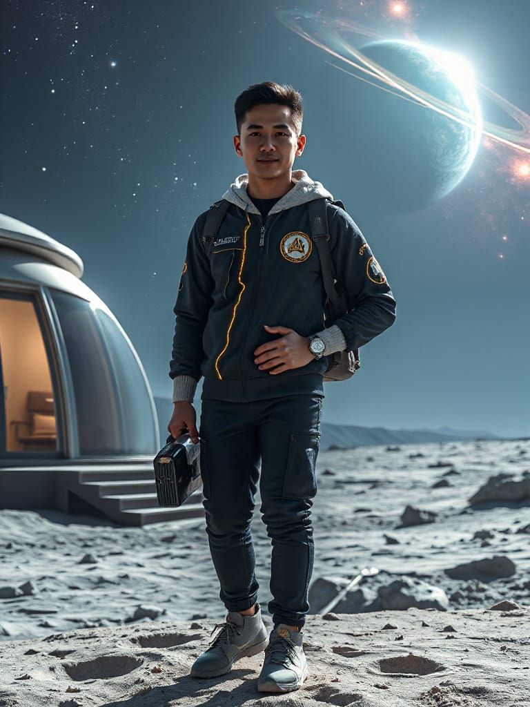 Cinematic Moonwalker in Futuristic Ensemble - AI Art