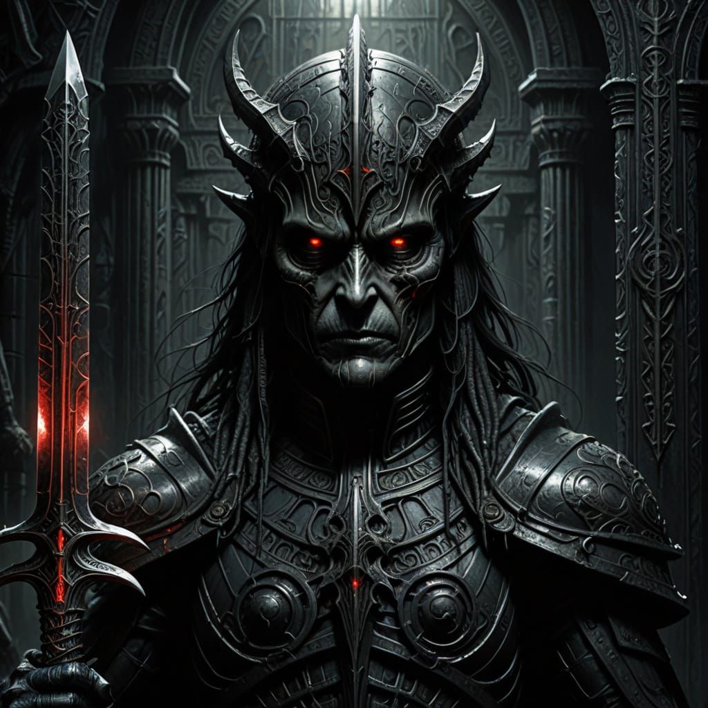 Gothic Sword with Glowing Red Runes - AI Art