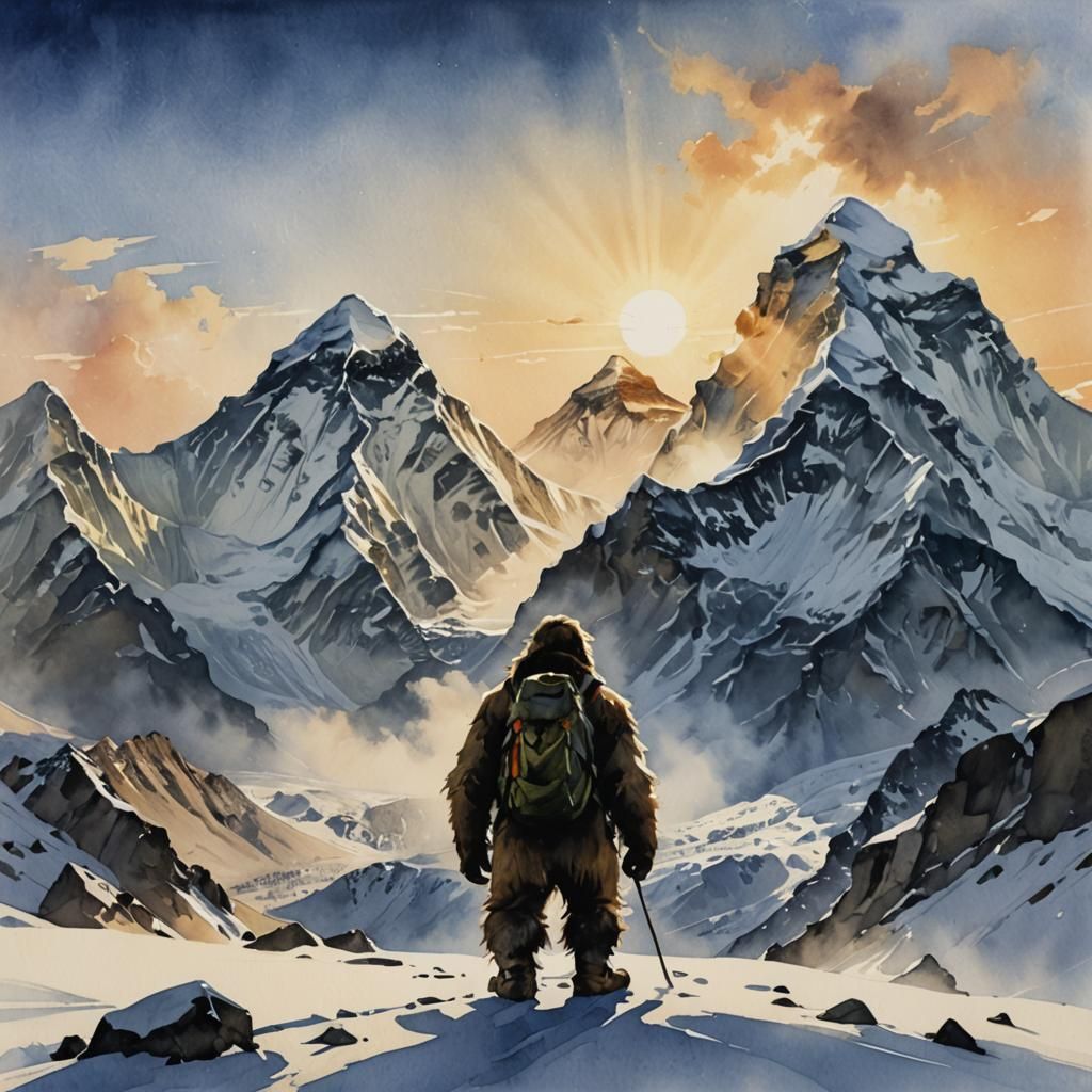 Yeti adventure - Sunrise Yeti Majestic atop Mount Everest i...