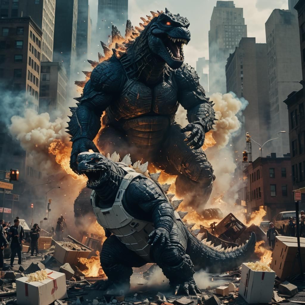 Godzilla and Friend - AI Generated Artwork - NightCafe Creator