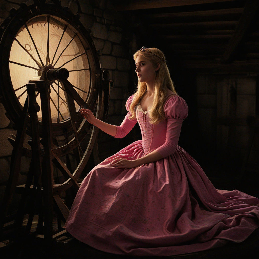 Princess Aurora and the spinning wheel