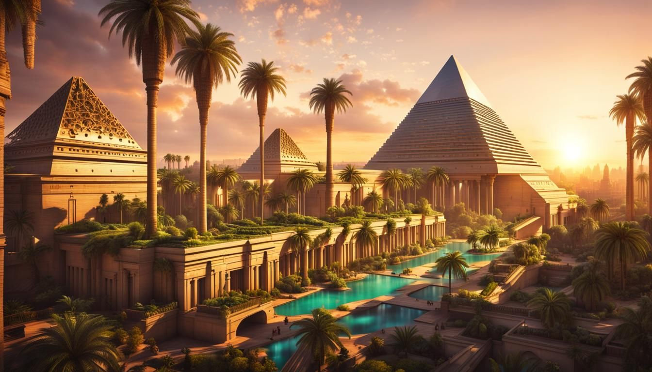 futuristic city with pyramid temple, high tech utopian architecture in ...