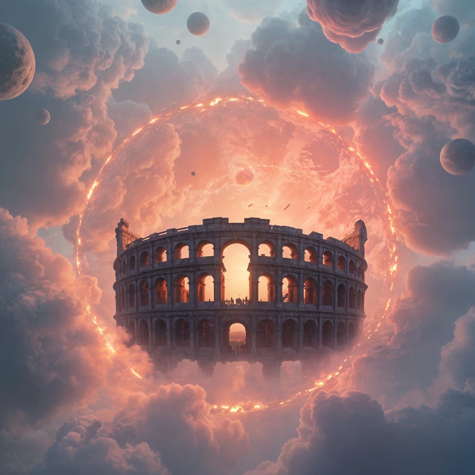 Flying coliseum - Epic Futuristic Coliseum Sails Through Inf...