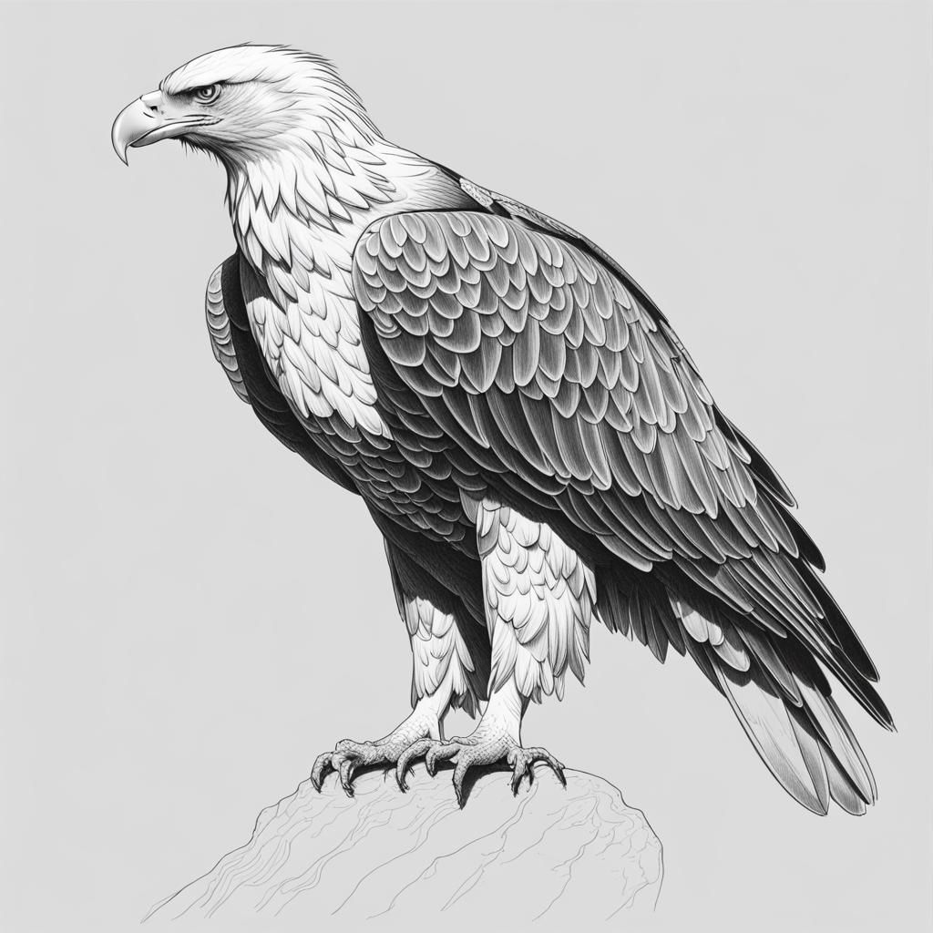 Line Drawing, eagle, full body, side view - AI Generated Artwork ...