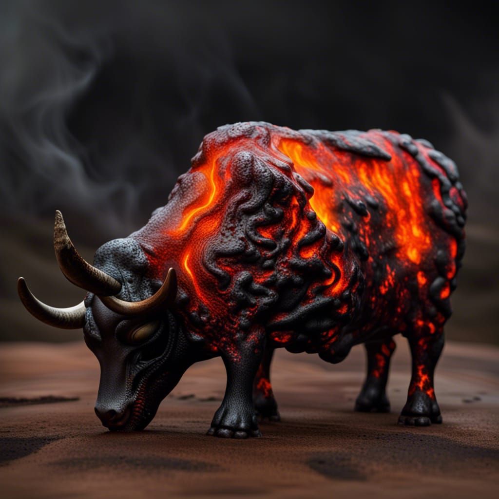 Molten lava cow - AI Generated Artwork - NightCafe Creator