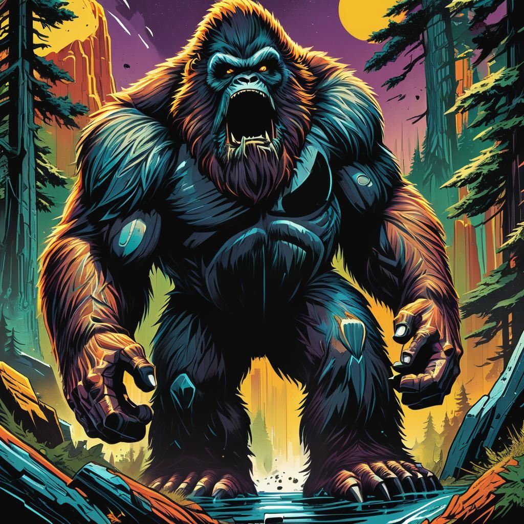 Big Foot - Surreal Retro Futuristic Comic Book Art featuring...