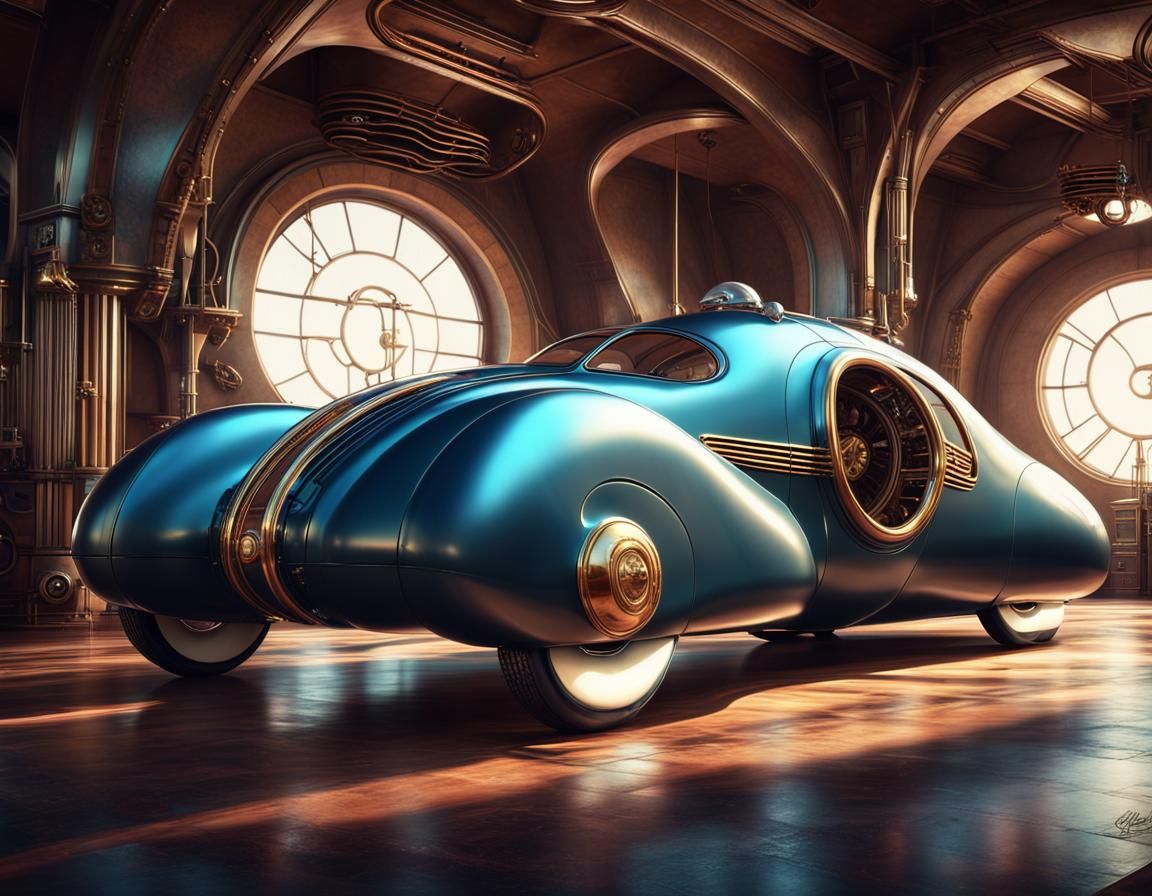 2055 retrofuturistic automobile, sleek streamlined art - AI Generated ...