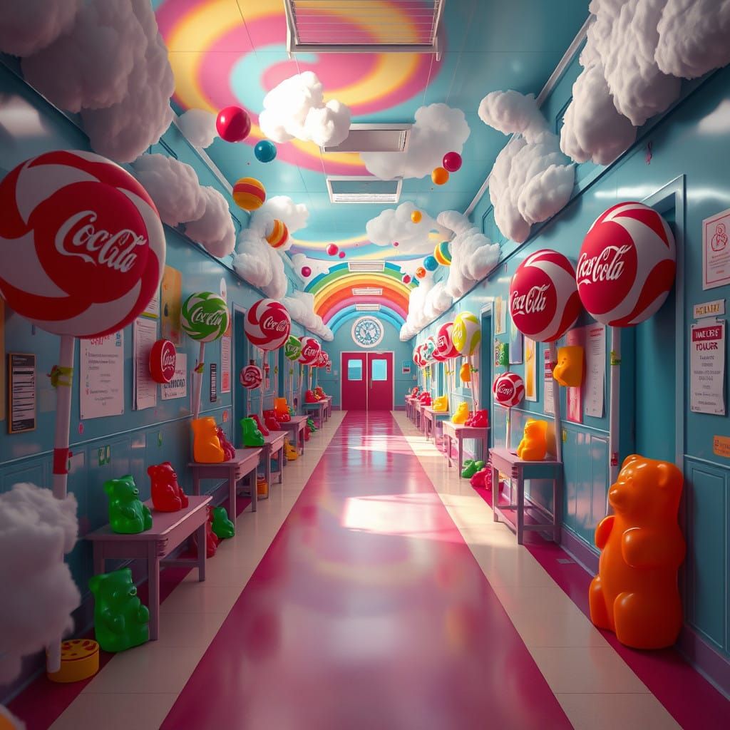 Vibrant Candyland Wonderland with Coca Cola Gummy ... - AI Art