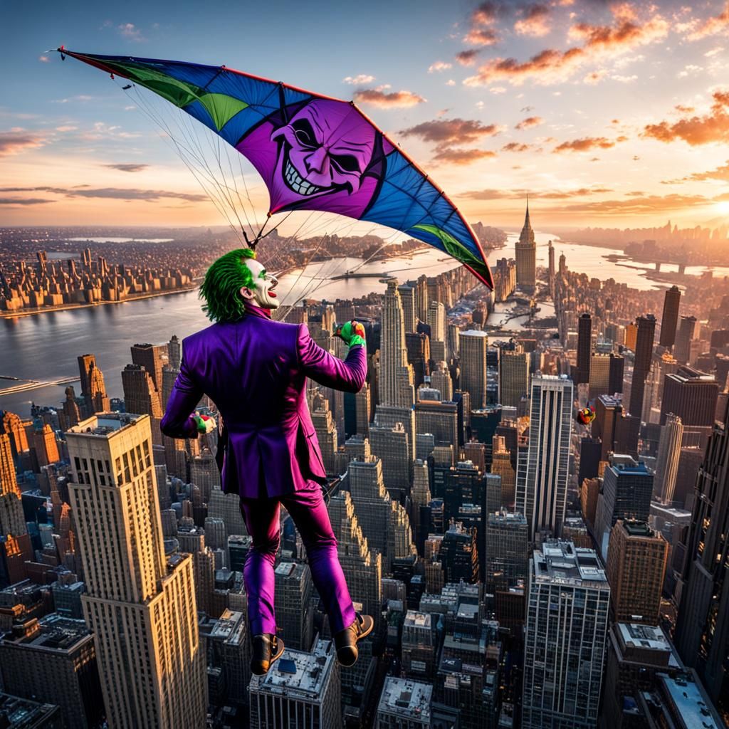 The Joker over Gotham city at sunset - AI Generated Artwork - NightCafe ...