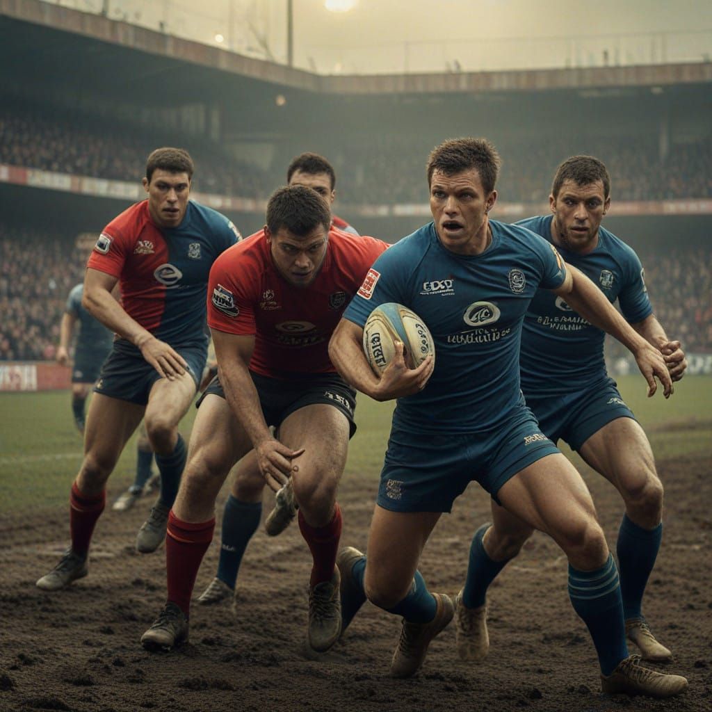 Hyperrealistic Rugby Action Unfolds in Futuristic ... - AI Art
