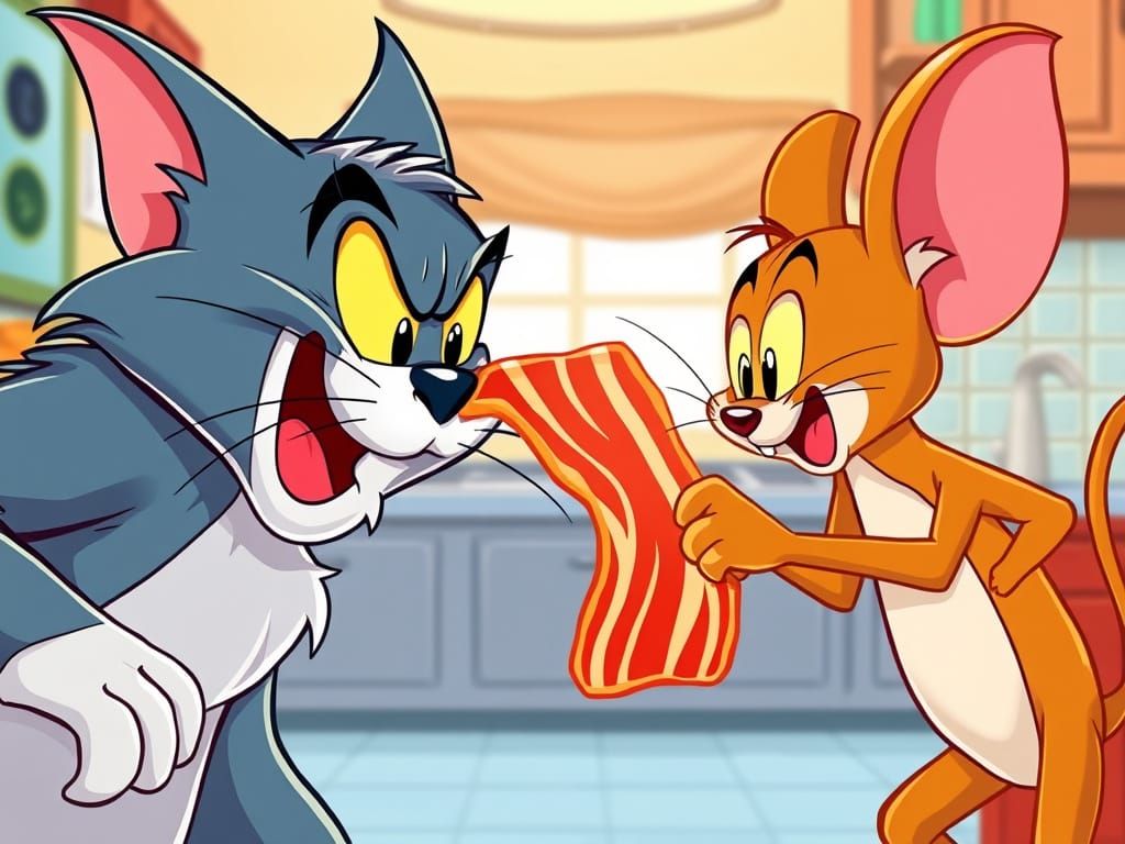 The cartoon Tom the Cat and Jerry the Mous