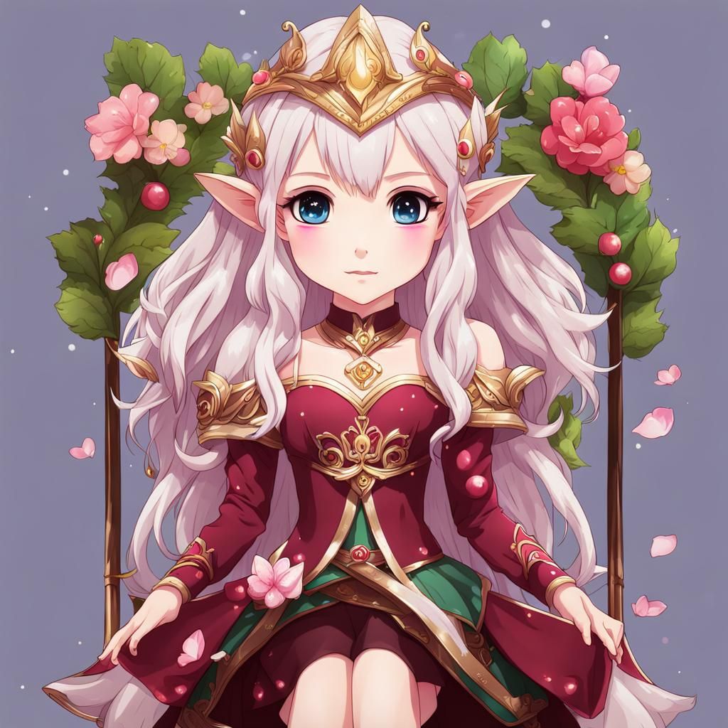 Elf Queen in Kawaii Anime Chibi Style - AI Art