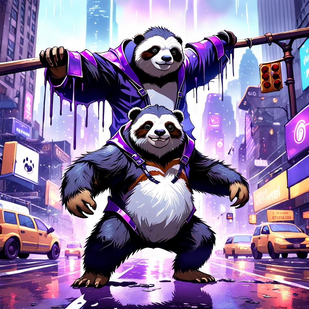 an epic Sloth in kung fu panda, ny city - AI Generated Artwork ...