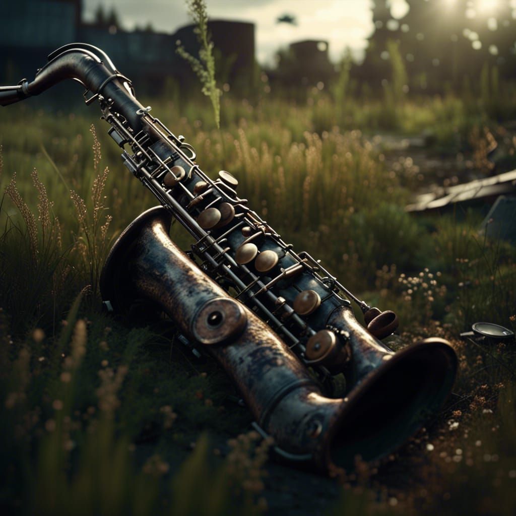 Old broken Saxophone - AI Generated Artwork - NightCafe Creator