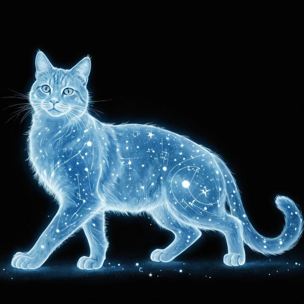 Constellation Cat - Cosmic Feline in Celestial Chart