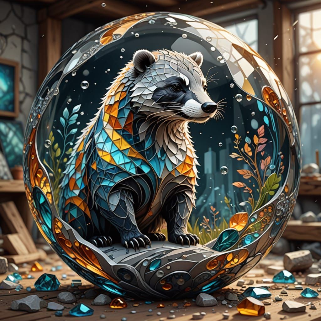 stilvolleBlautöne Glas-Fantasie wirklichsüßerHonigDachs