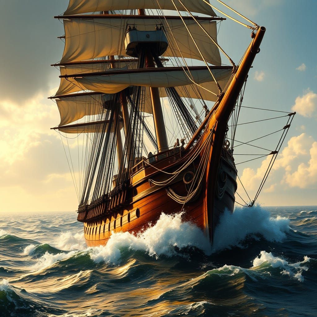 Majestic HMS Victory Under Sail - AI Art