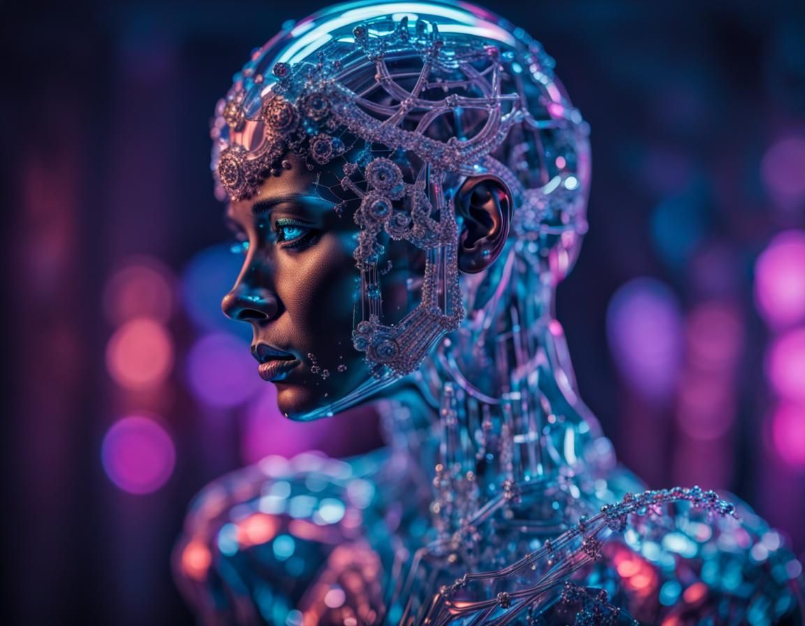 HOLOGRAPHIC CYBORG GHOST - AI Generated Artwork - NightCafe Creator