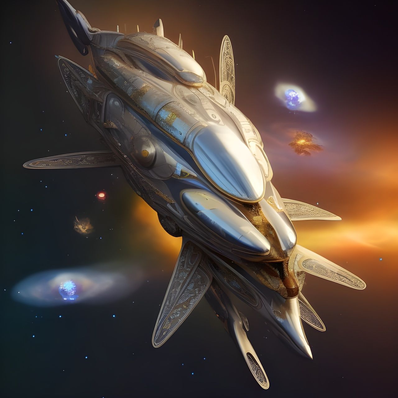 Glittering spaceship - AI Generated Artwork - NightCafe Creator