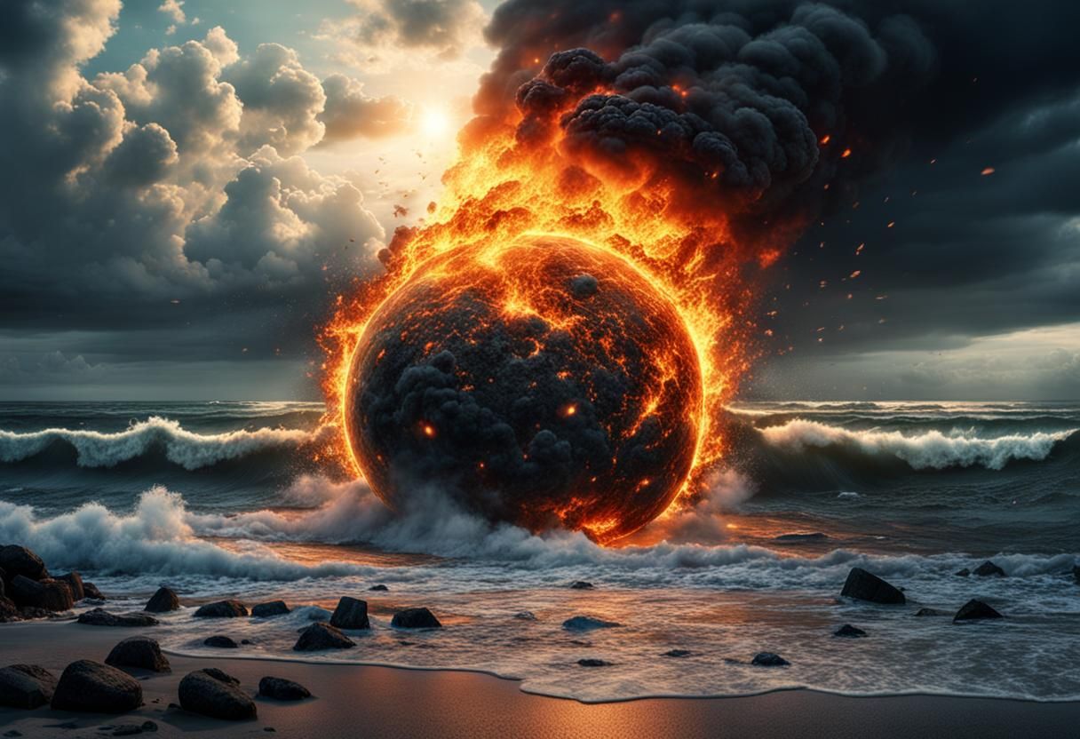 Insane fireball at the beach. - AI Generated Artwork - NightCafe Creator