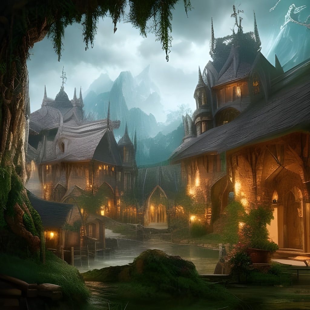 Elven village - AI Generated Artwork - NightCafe Creator