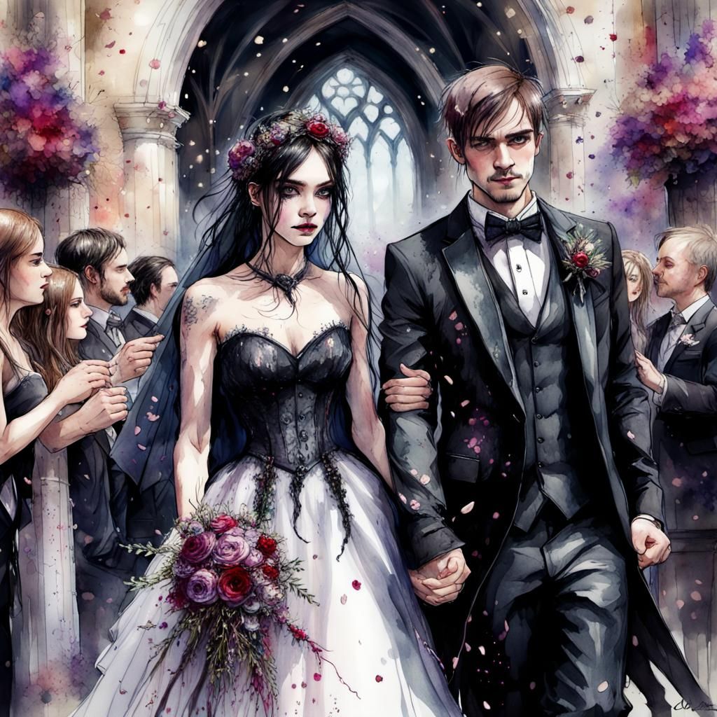 Beautiful black goth wedding, beautiful gothbride and handsome goth ...