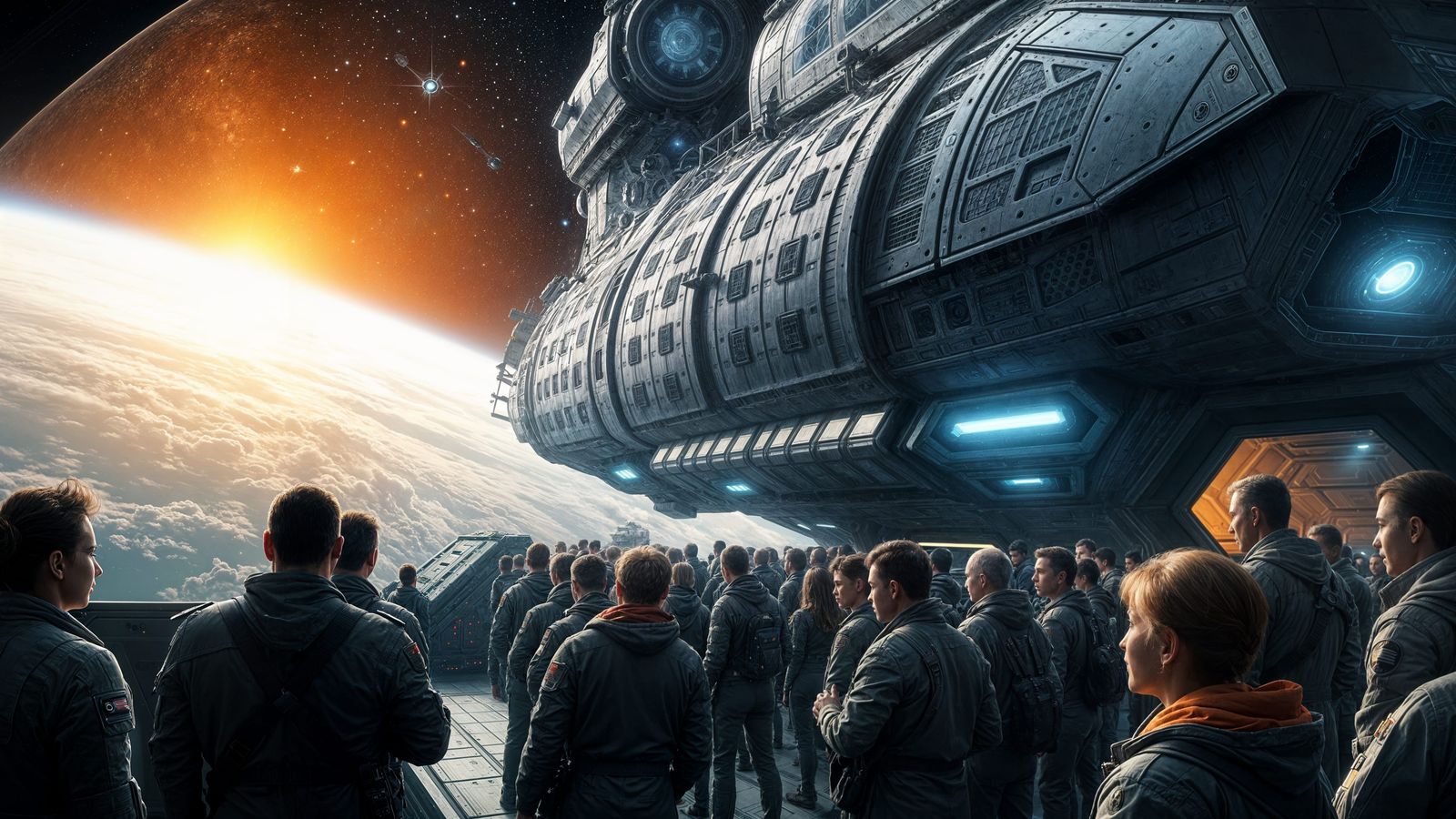 A massive spaceship, loading 100's of families, embarks on a 50-year ...