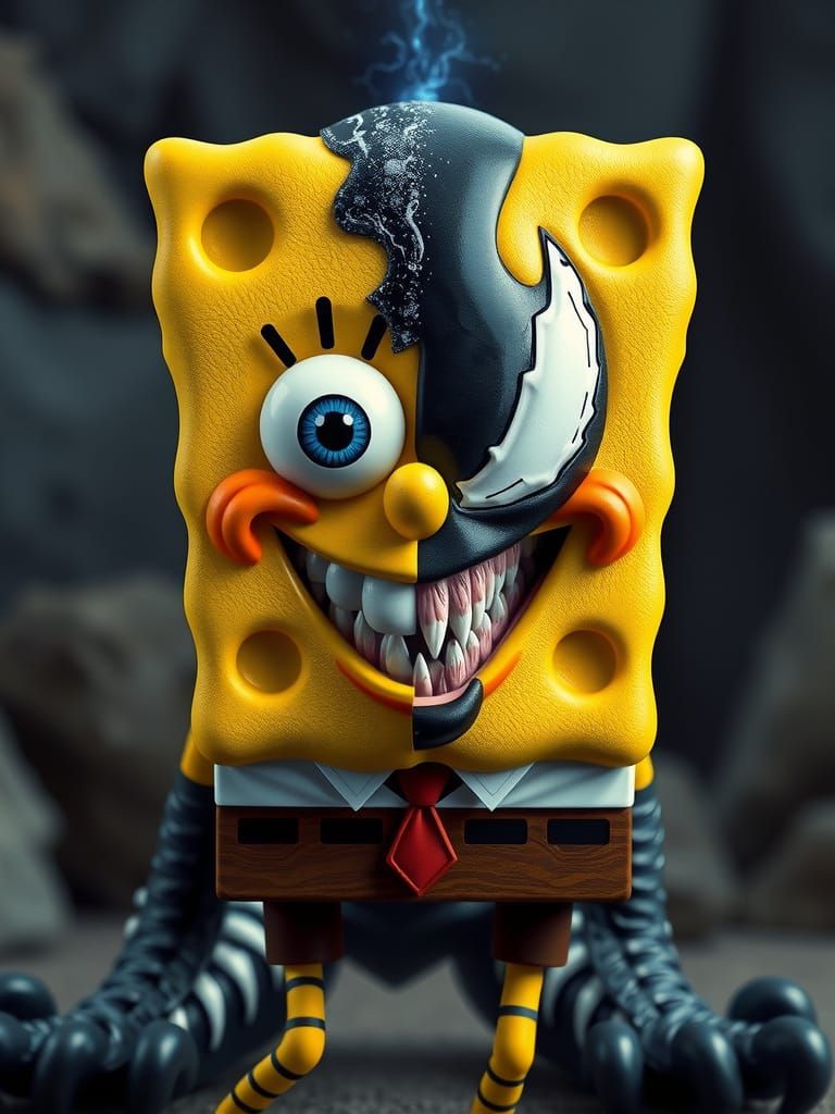 SpongeBob SquarePants and Venom - Surreal Fusion of SpongeBo...