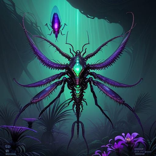 Iridescent Alien Beings Dance in Eerie Exoplanet L... - AI Art