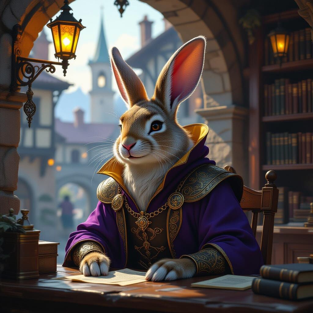 Coniglio dietro un banco del monte dei pegni a masterpiece, 8k ...