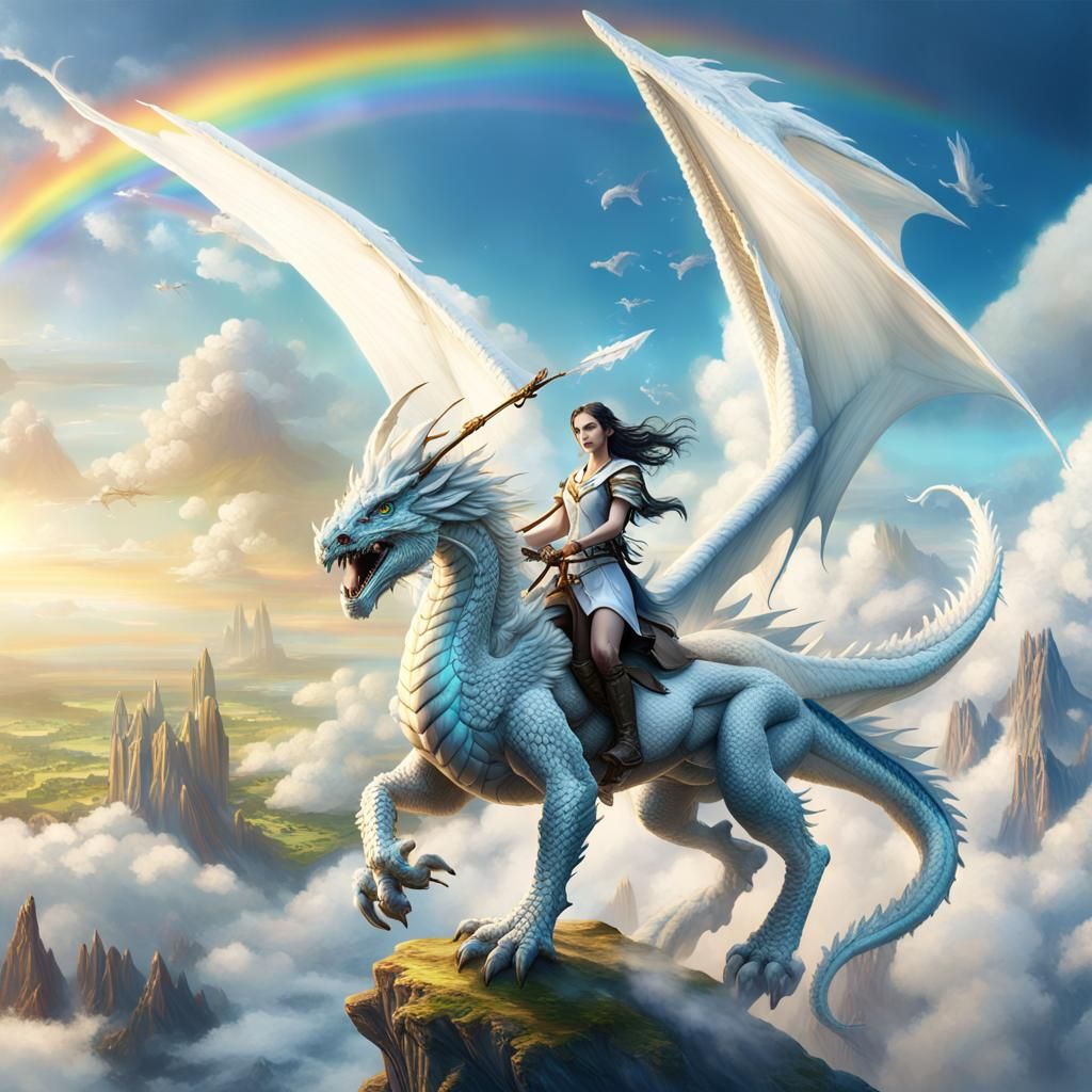 Angel riding dragon - AI Generated Artwork - NightCafe Creator