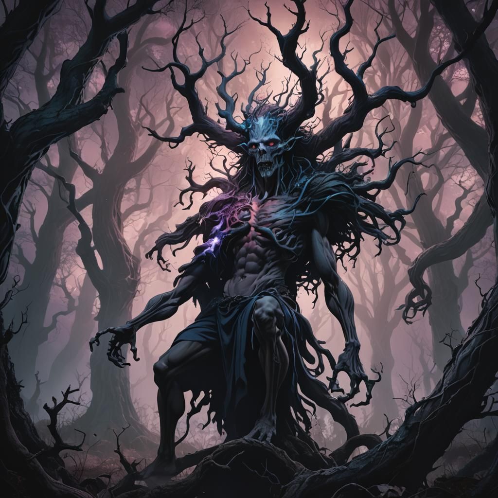 Dark Fantasy Incubus in an Enchanted Forest - AI Art