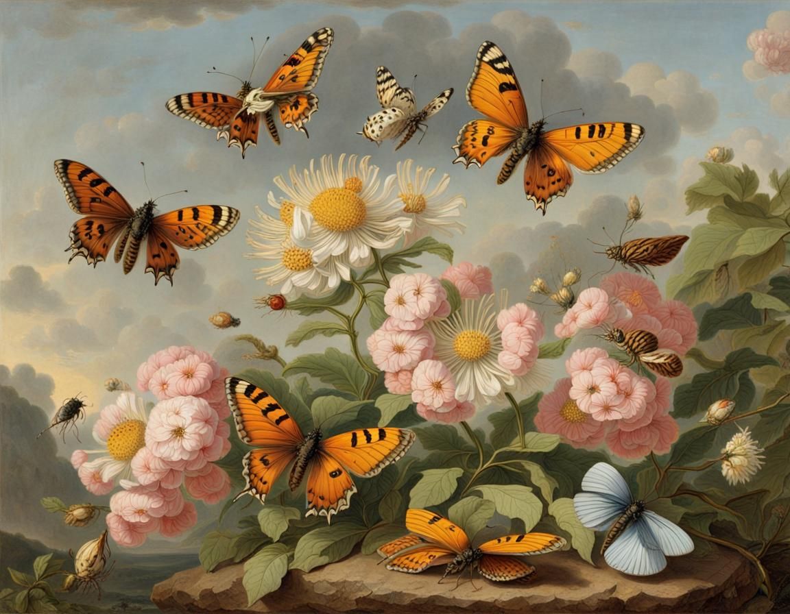 Pollinator Butterflies Insects buzzing on the flowers - AI Generated ...