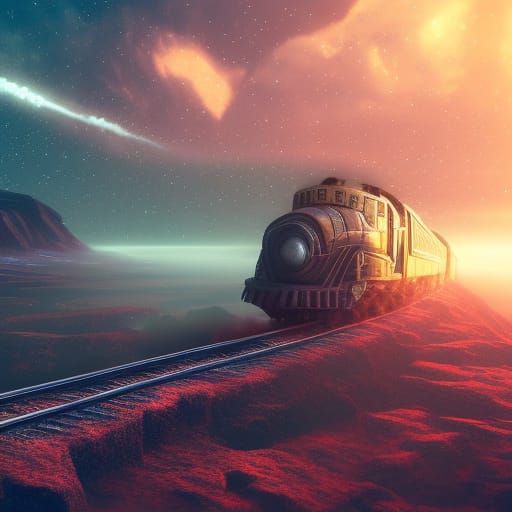 Train on Mars - Ethereal Train Escapes into Celestial Realms