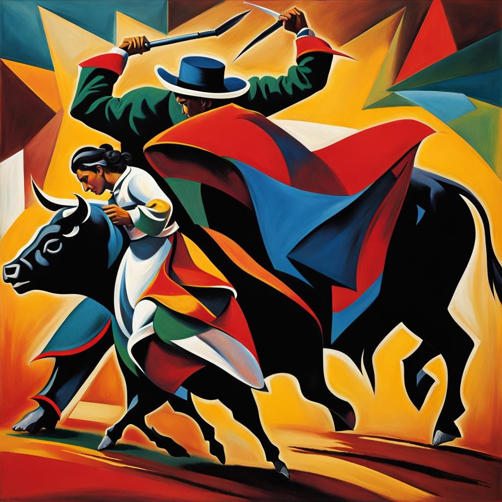 A bullfighting scene (Homage to Pablo Picasso) - AI Generated Artwork ...
