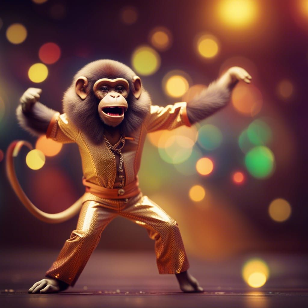 Disco Monkey Dancing 70s style - AI Generated Artwork - NightCafe Creator