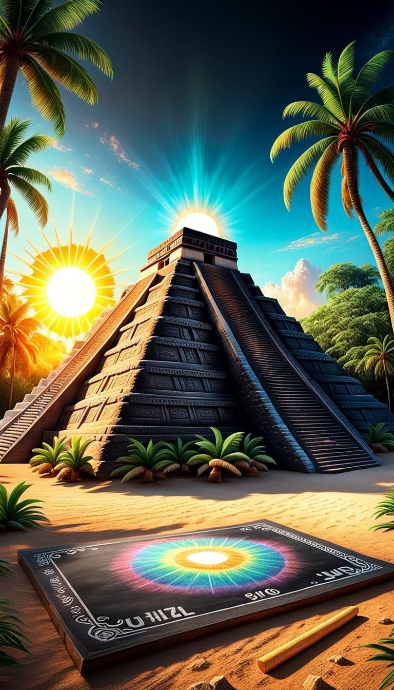 Chalk art, Mayan Tulum pyramid - AI Generated Artwork - NightCafe Creator