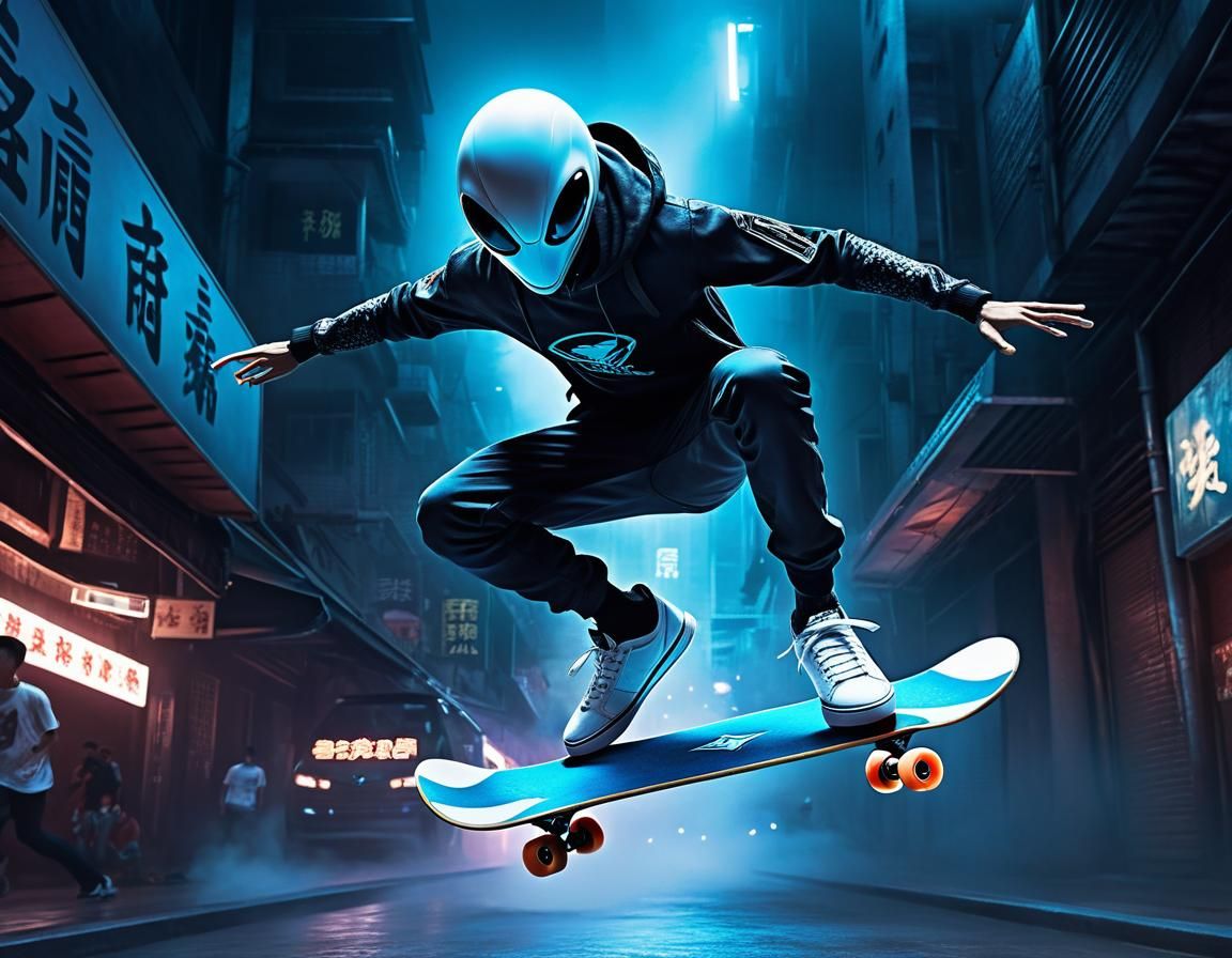 Alien Skater 11 - AI Generated Artwork - NightCafe Creator