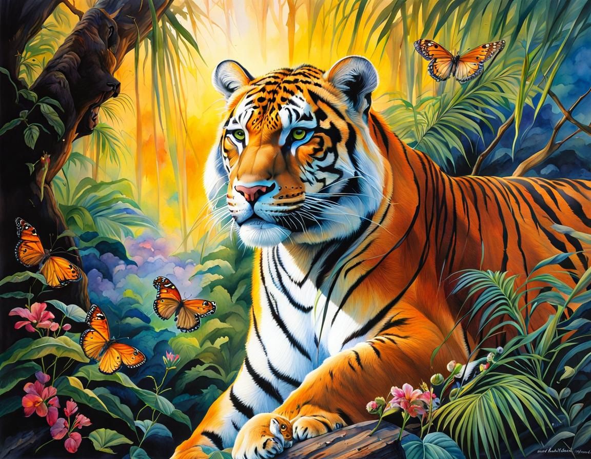 Tiger Chilling - AI Generated Artwork - NightCafe Creator