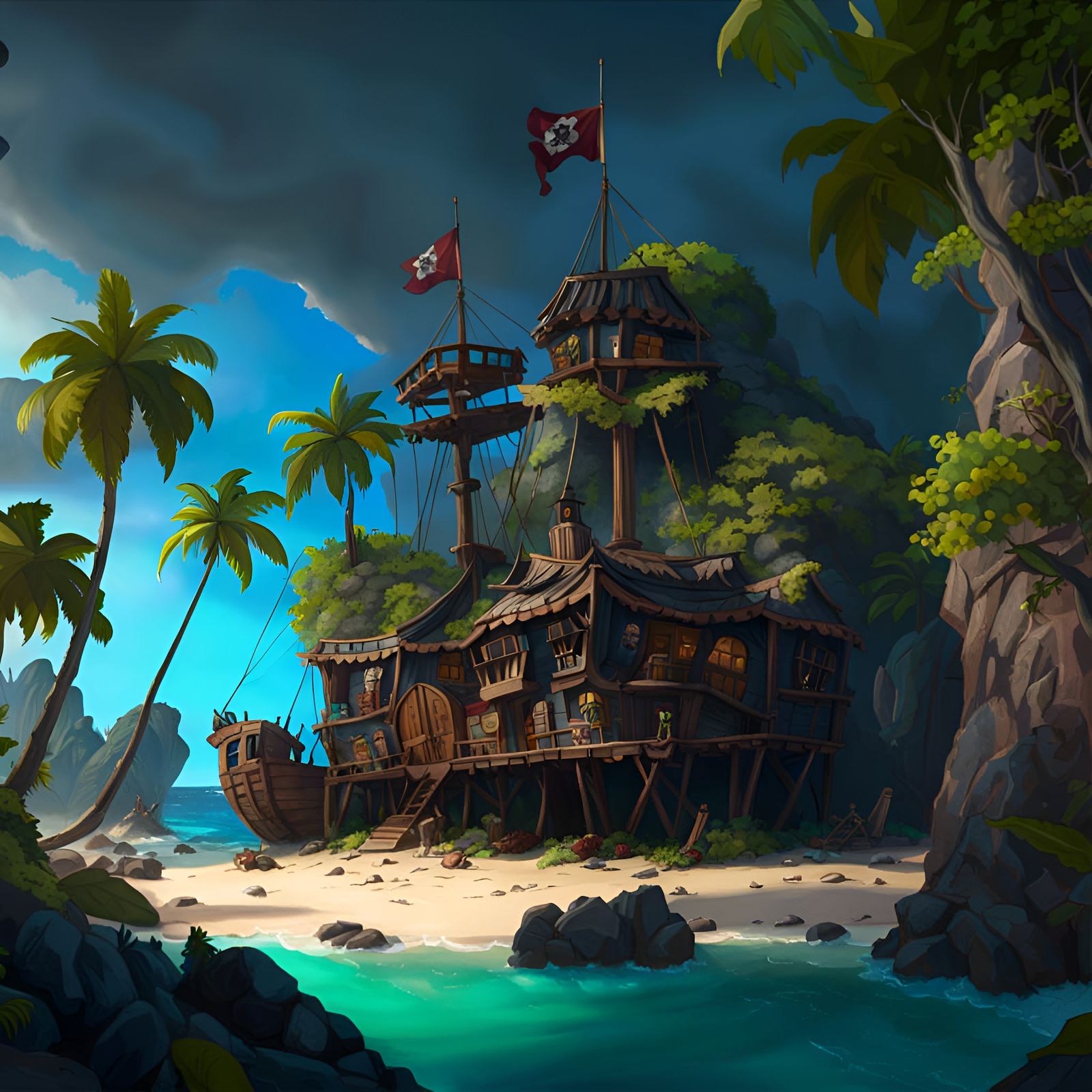 Pirate Hideout - AI Generated Artwork - NightCafe Creator