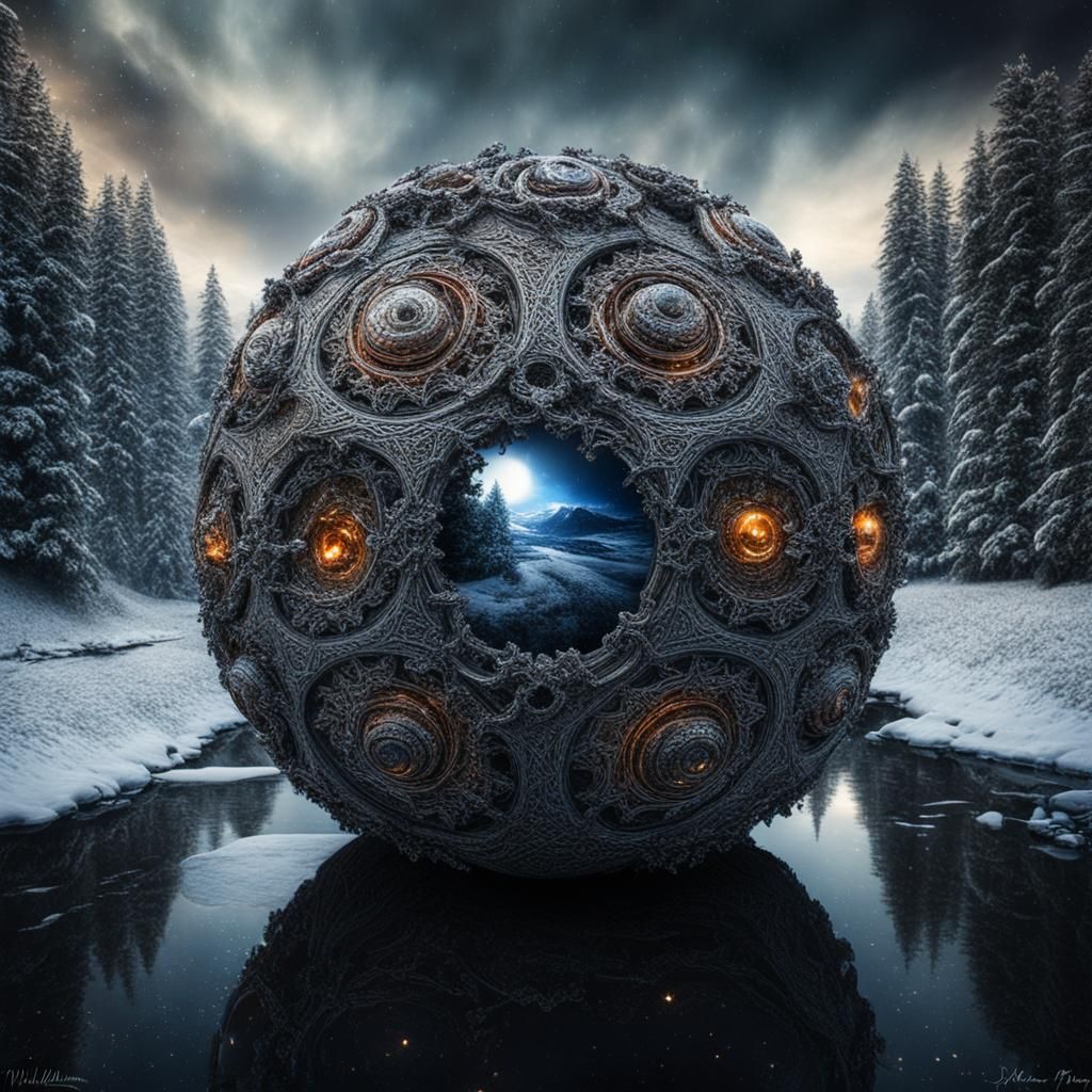 Surrealistic Christmas balls with surrealistic faces strange characters ...