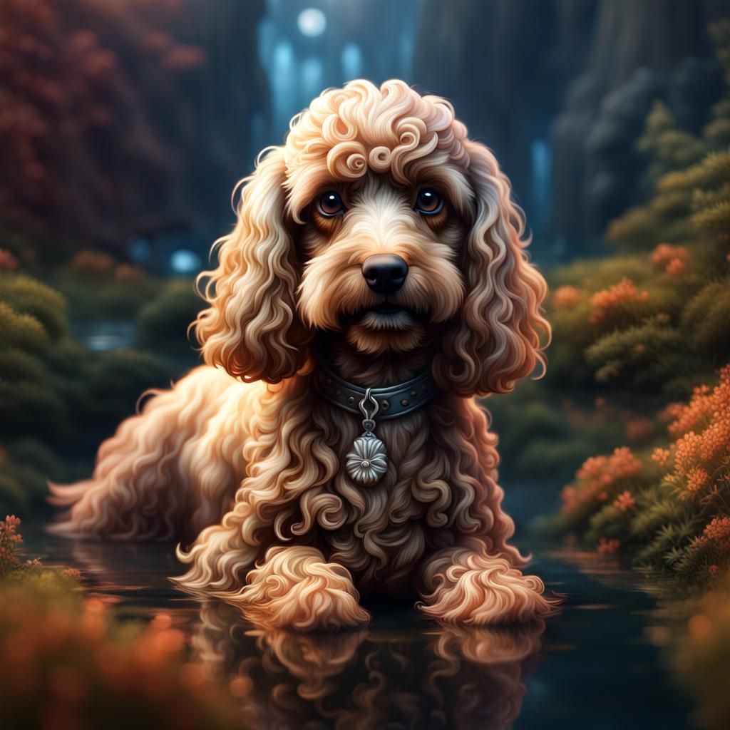 Cockapoo in the Woods - AI Generated Artwork - NightCafe Creator