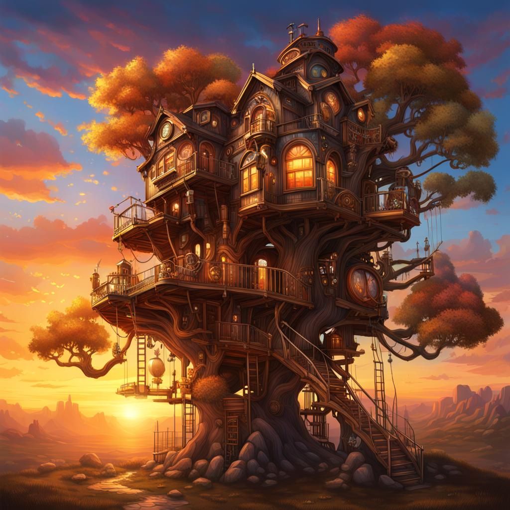 Treehouse - AI Generated Artwork - NightCafe Creator