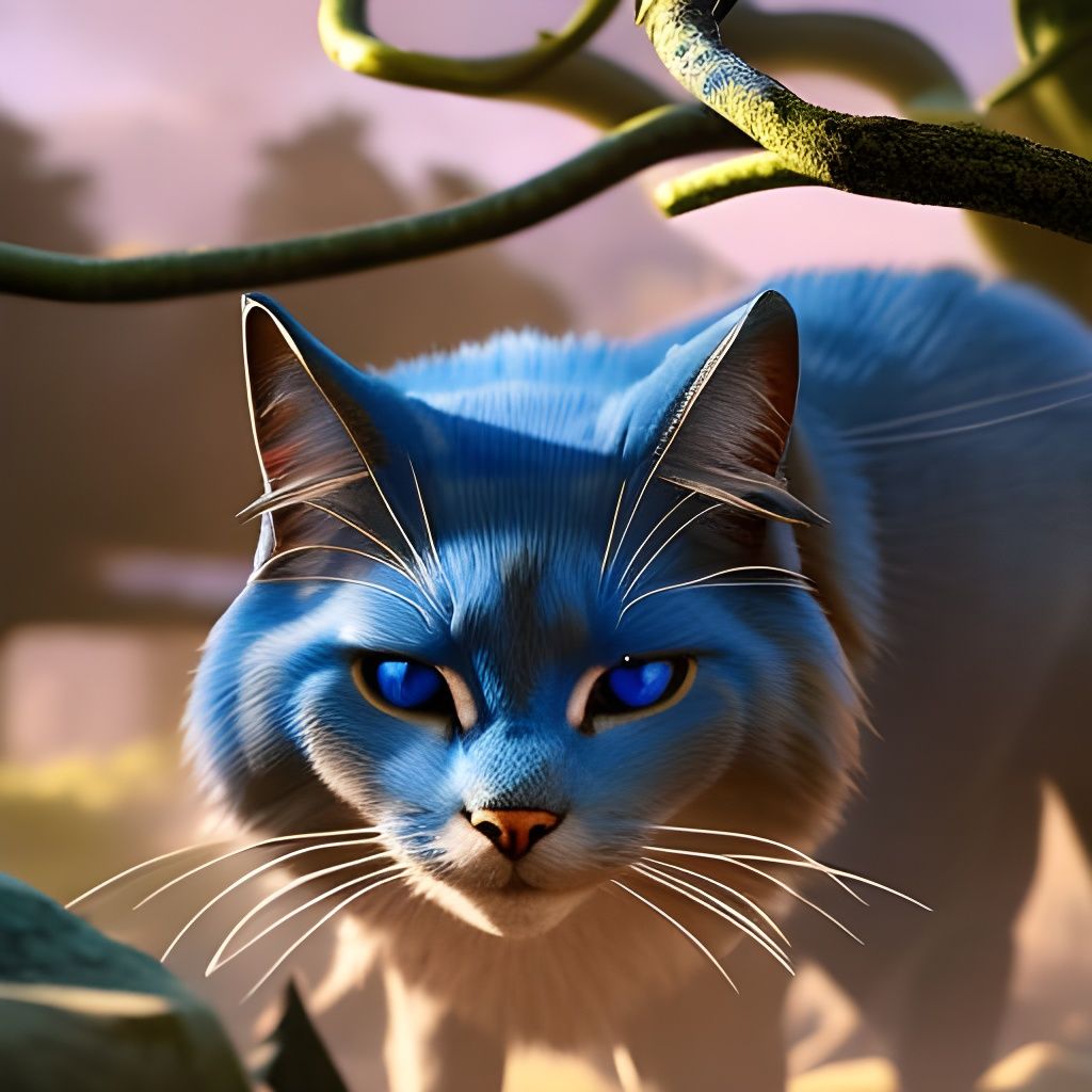 Blue fantasy cat - AI Generated Artwork - NightCafe Creator