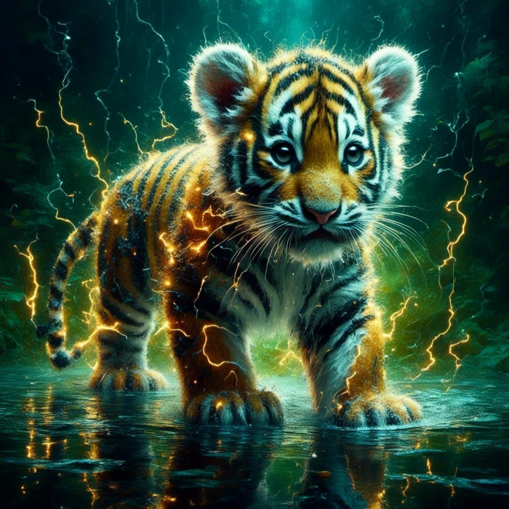 Electric tiger redux - AI Generated Artwork - NightCafe Creator
