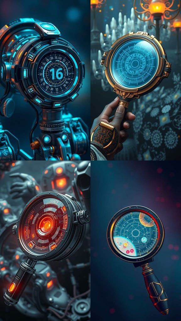 Hi-Tech Magnifying Glass with HUD in Detailed Digi... - AI Art