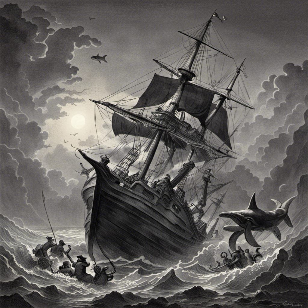 Sinking ship - AI Generated Artwork - NightCafe Creator