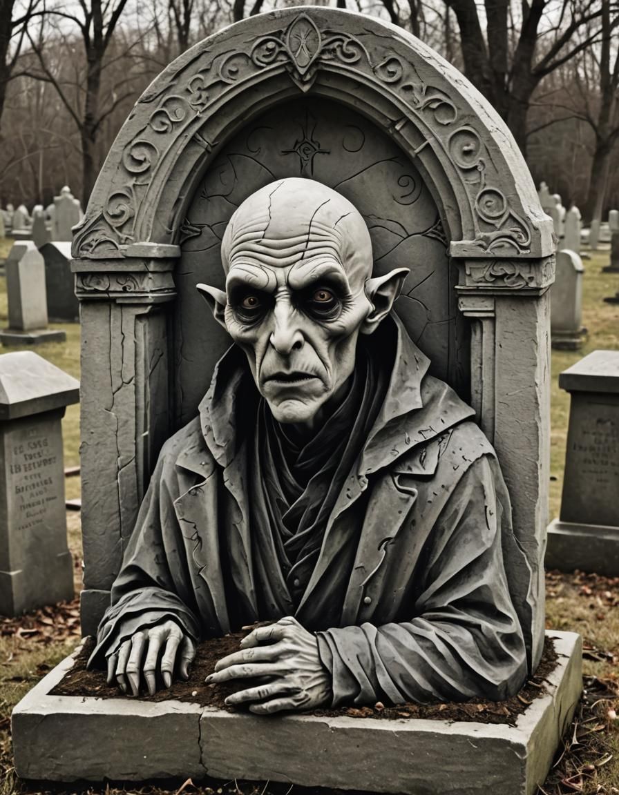 gothic nosferatu old graveyard stone carving - AI Generated Artwork ...