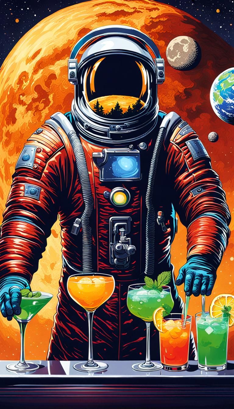 Space bartenders, champion of cocktails - AI Generated Artwork - NightCafe Creator